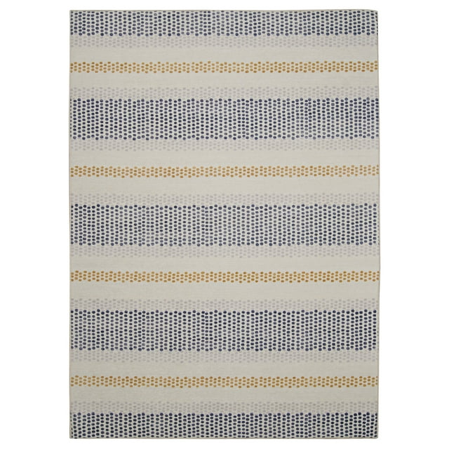 Linon Outdoor Washable Area Rug Collection, Ivory and Blue, 3' x 5 ...