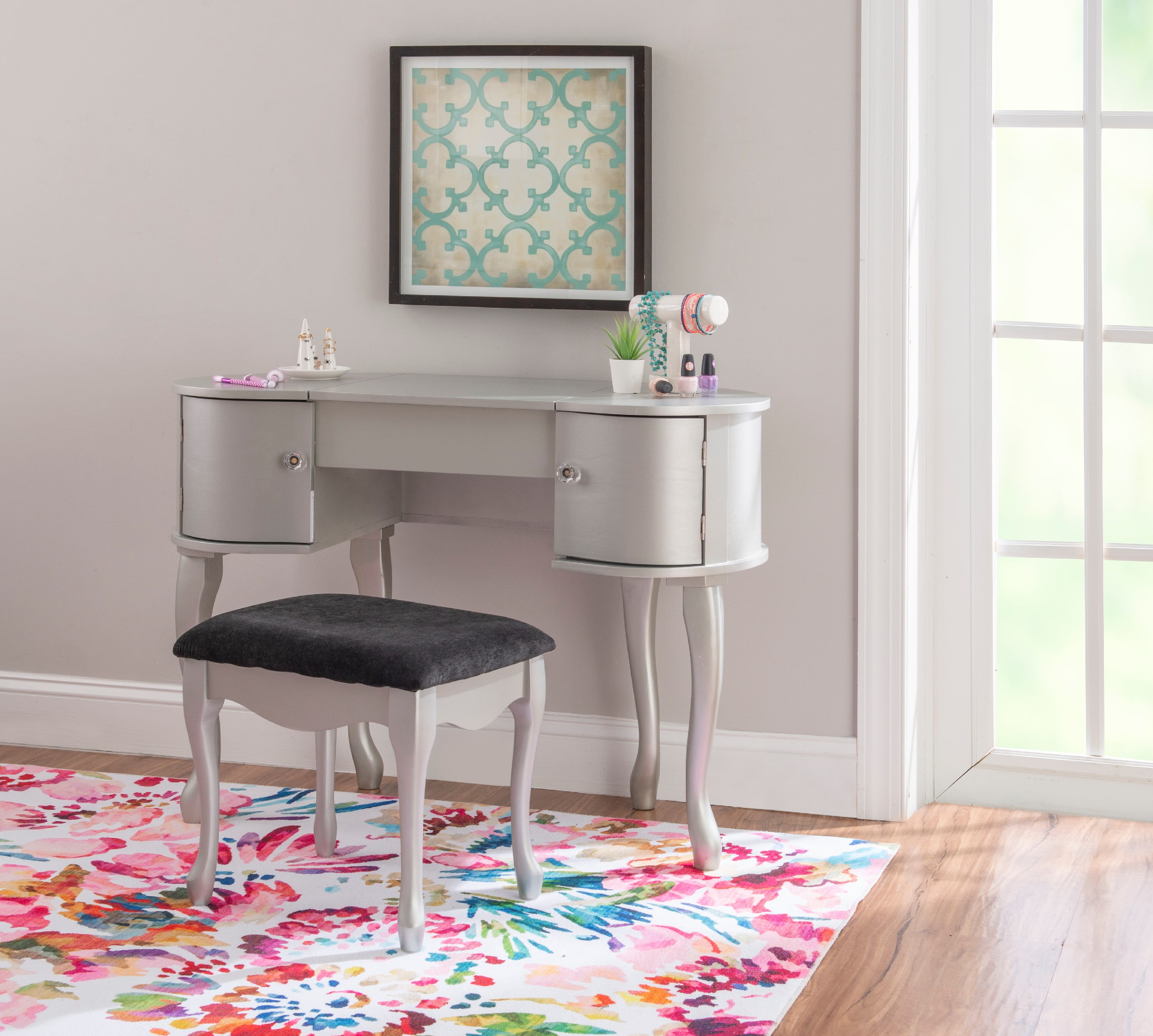 Linon Paloma Vanity Set - Silver - Walmart.com