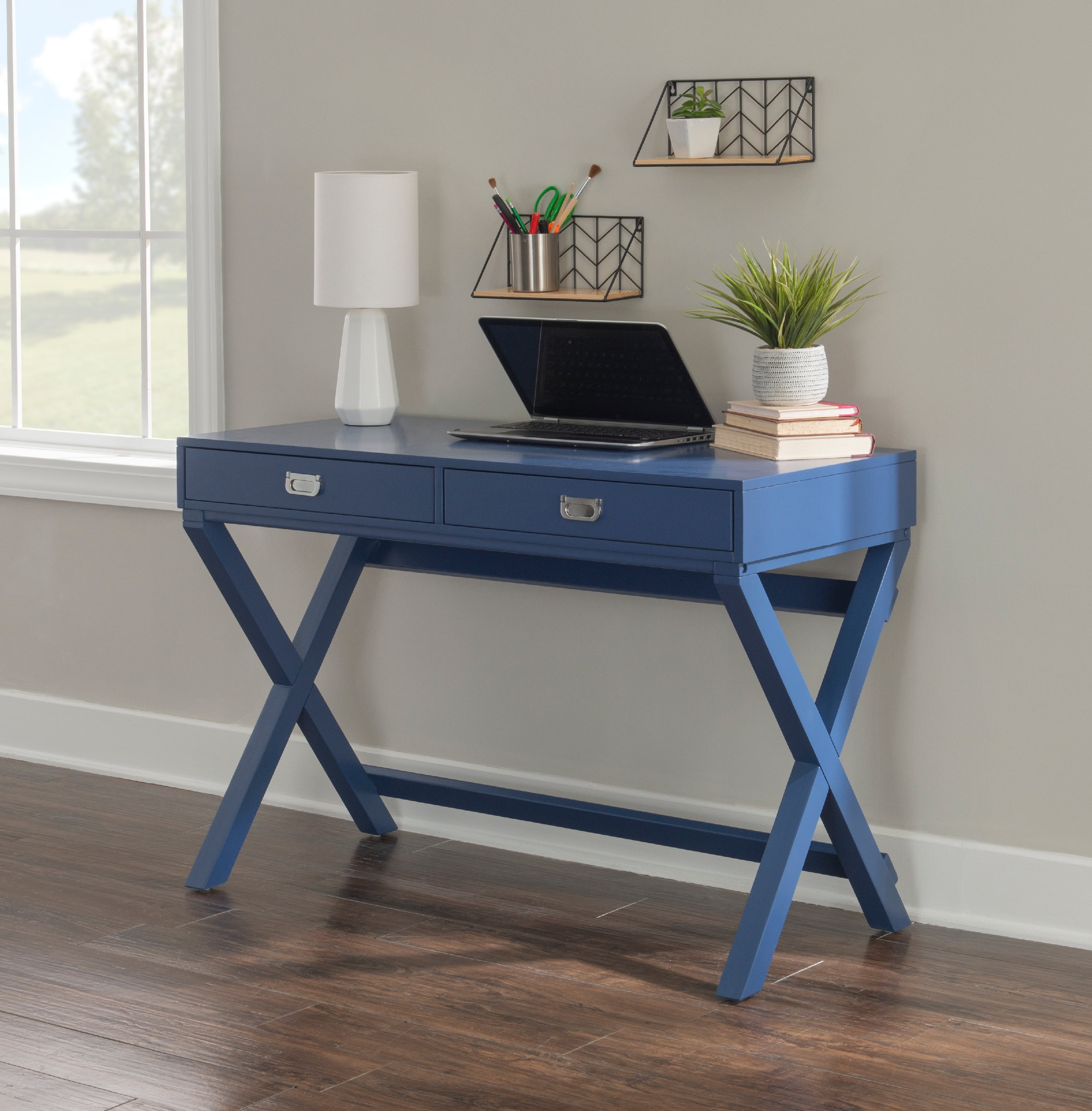 Linon Peggy 2-Drawer 44" Writing Desk, Navy - Walmart.com