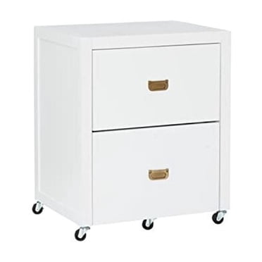Linon Sway Wood File Cabinet with 3 Drawers Rolling Castors in Natural ...