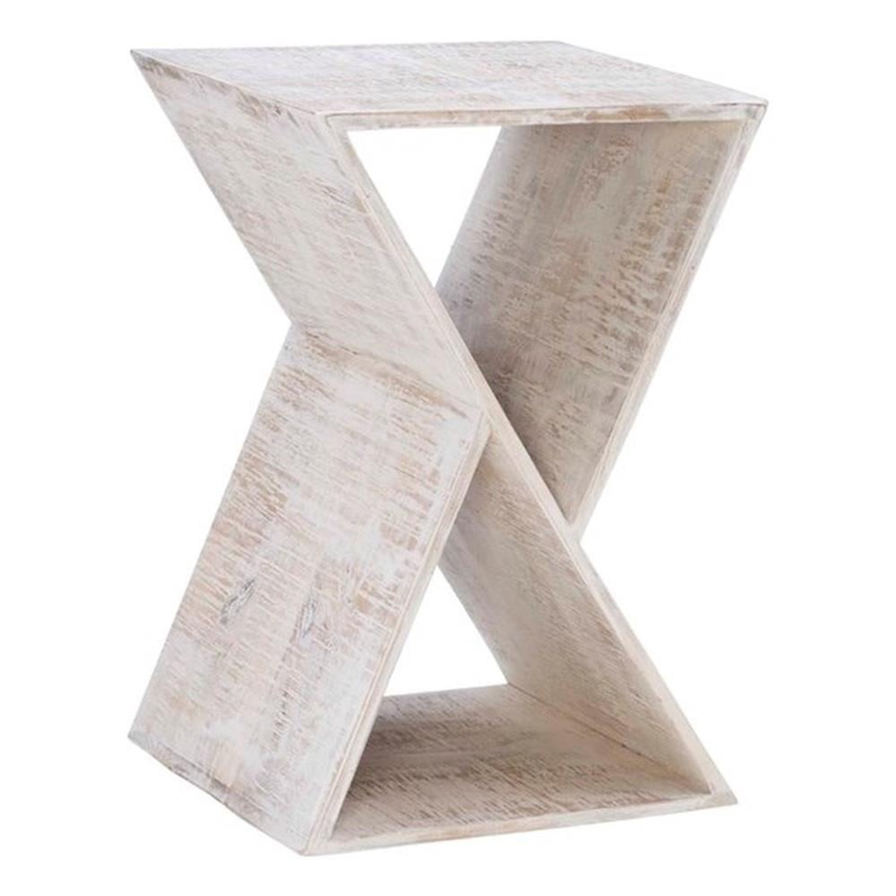 Linon Perkins Wood Triangle Side Table in Whitewash - Walmart.com
