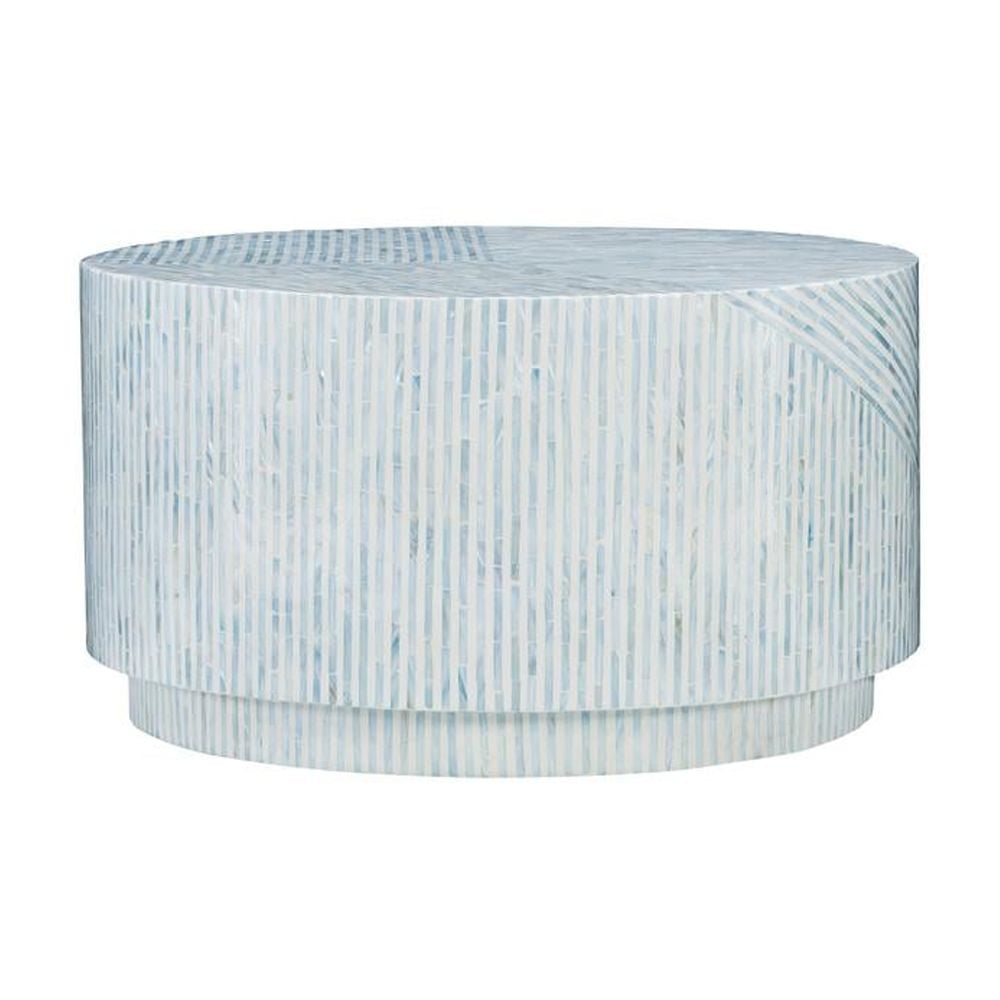 Linon Perrin Round Coffee Table - Capiz Shell Gold/Ivory Finish ...