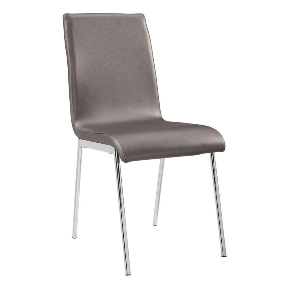 Linon Putnam Set of 4 Chrome Dining Chairs in Pewter Faux Leather ...