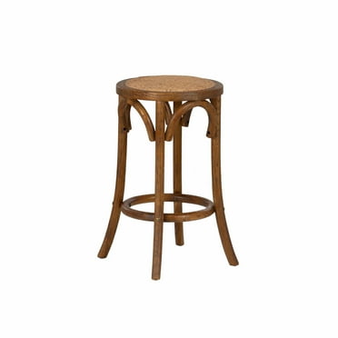 "Linon Rae Rustic Natural Bar Stool, Backless, 24"" Seat Height, Brown ...