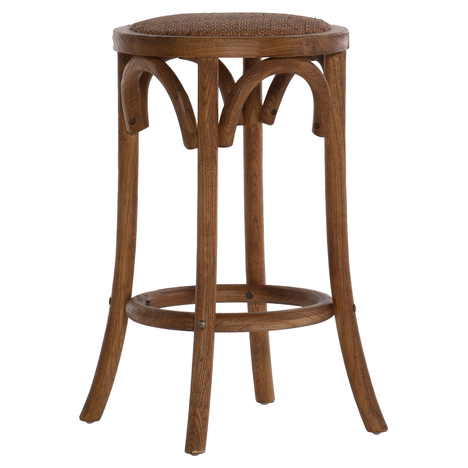 Linon Rae Backless Wood Counter Stool, 24" Seat Height, Walnut Finish ...