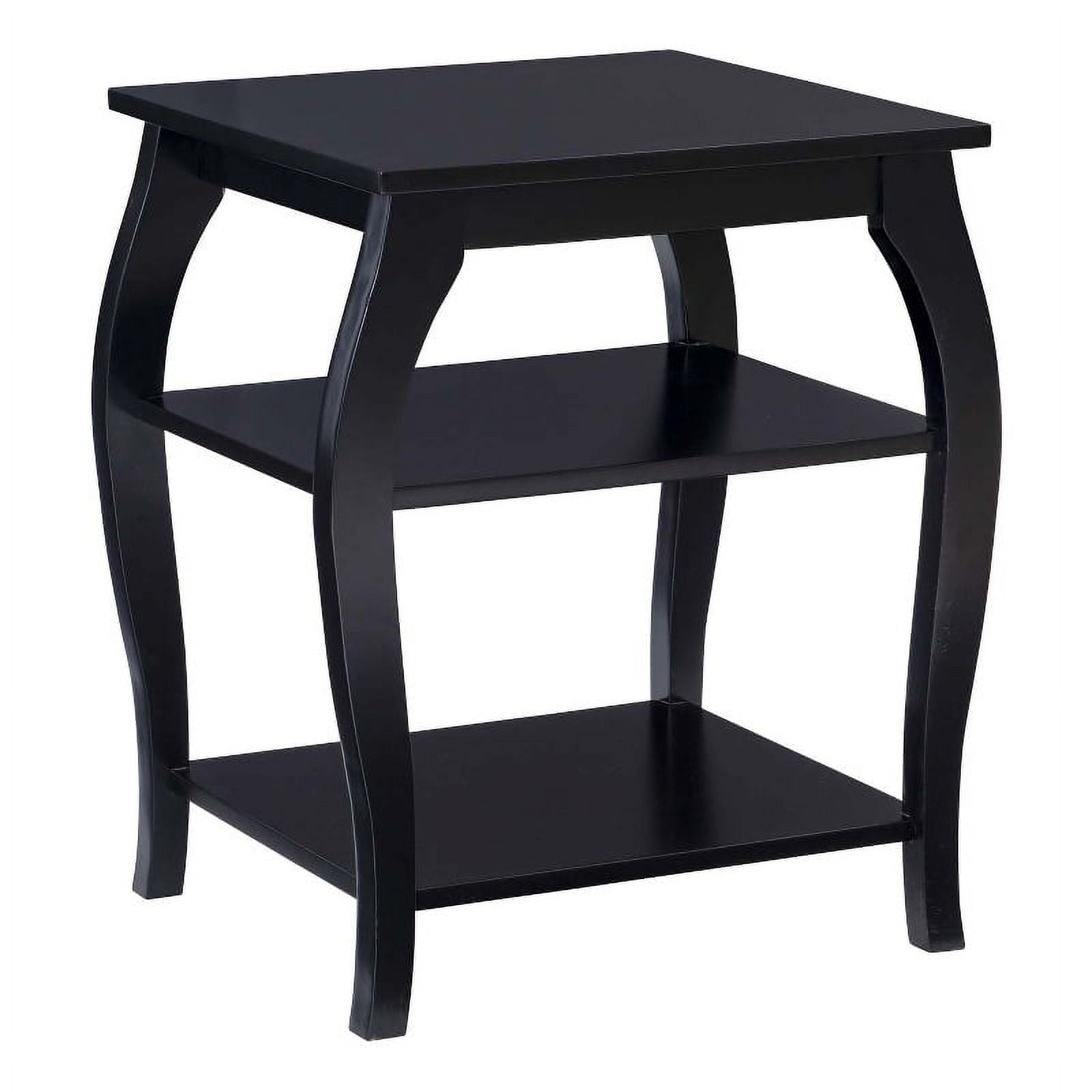 Linon Regan Wood Side Table Curved Legs 2 Spacious Shelves in Black ...