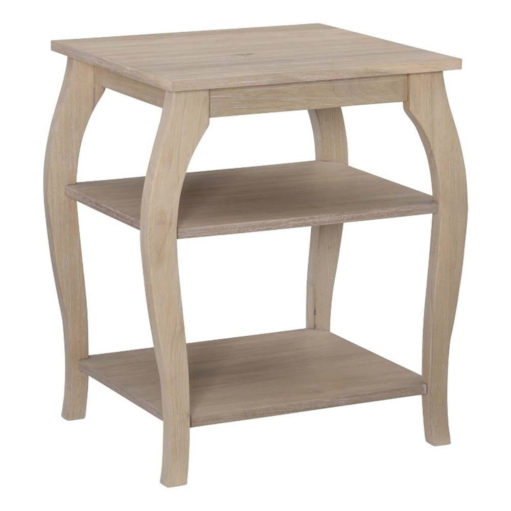 Linon Regan Wood Side Table, Curved Legs, 2 Shelves, Natural Acacia ...
