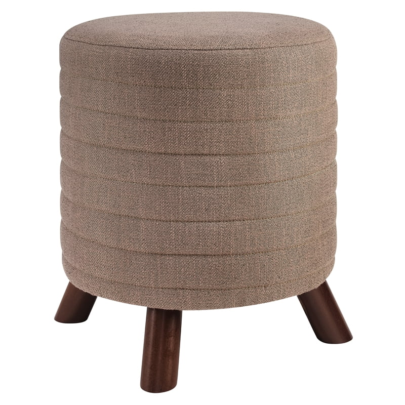 Linon Rhys Round Fabric Upholstered Stool in Light Brown - Walmart.com
