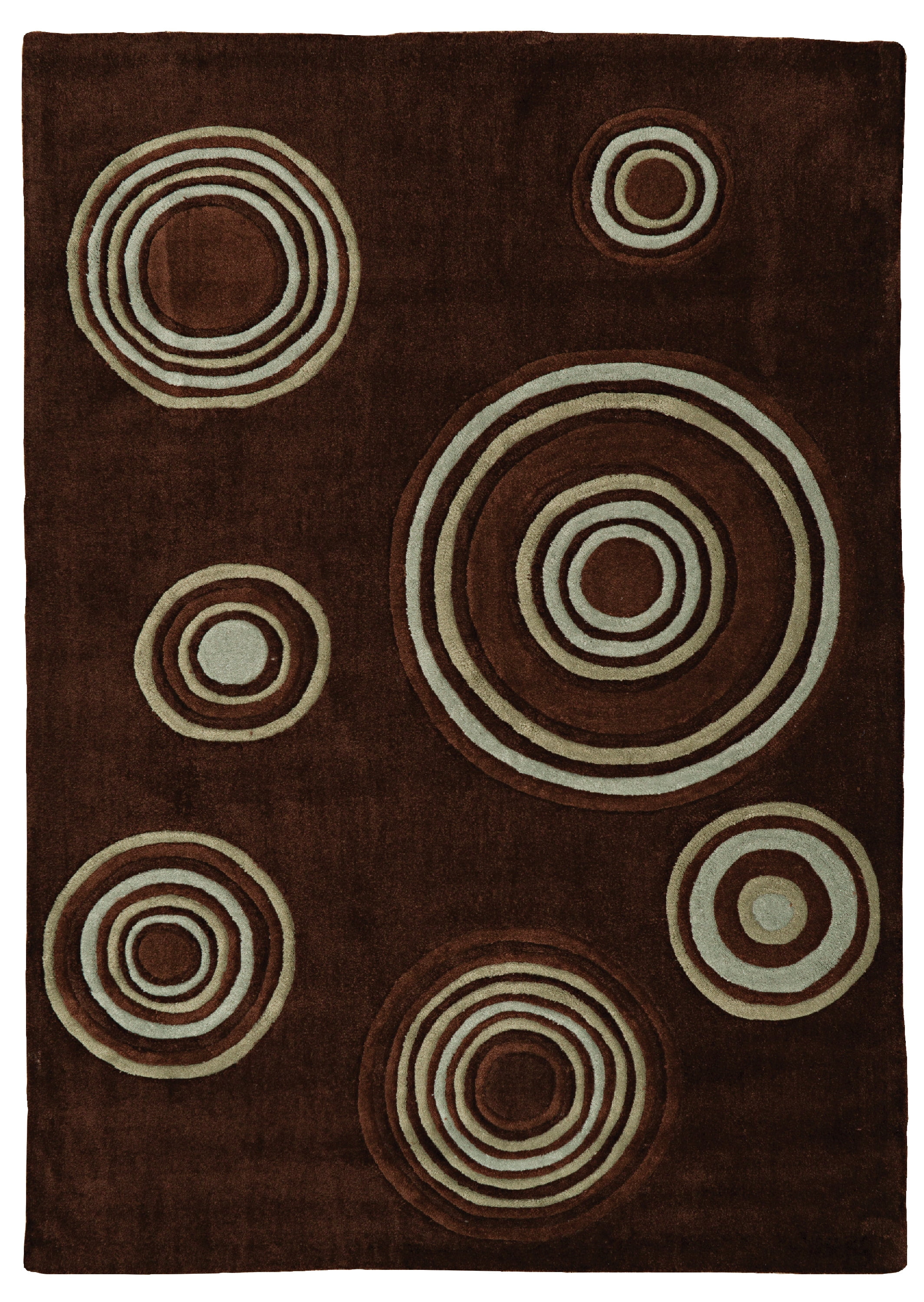 Linon Rugs Trio Rectangular Area Rug in Chocolate and Spa Blue-8' x 10 ...