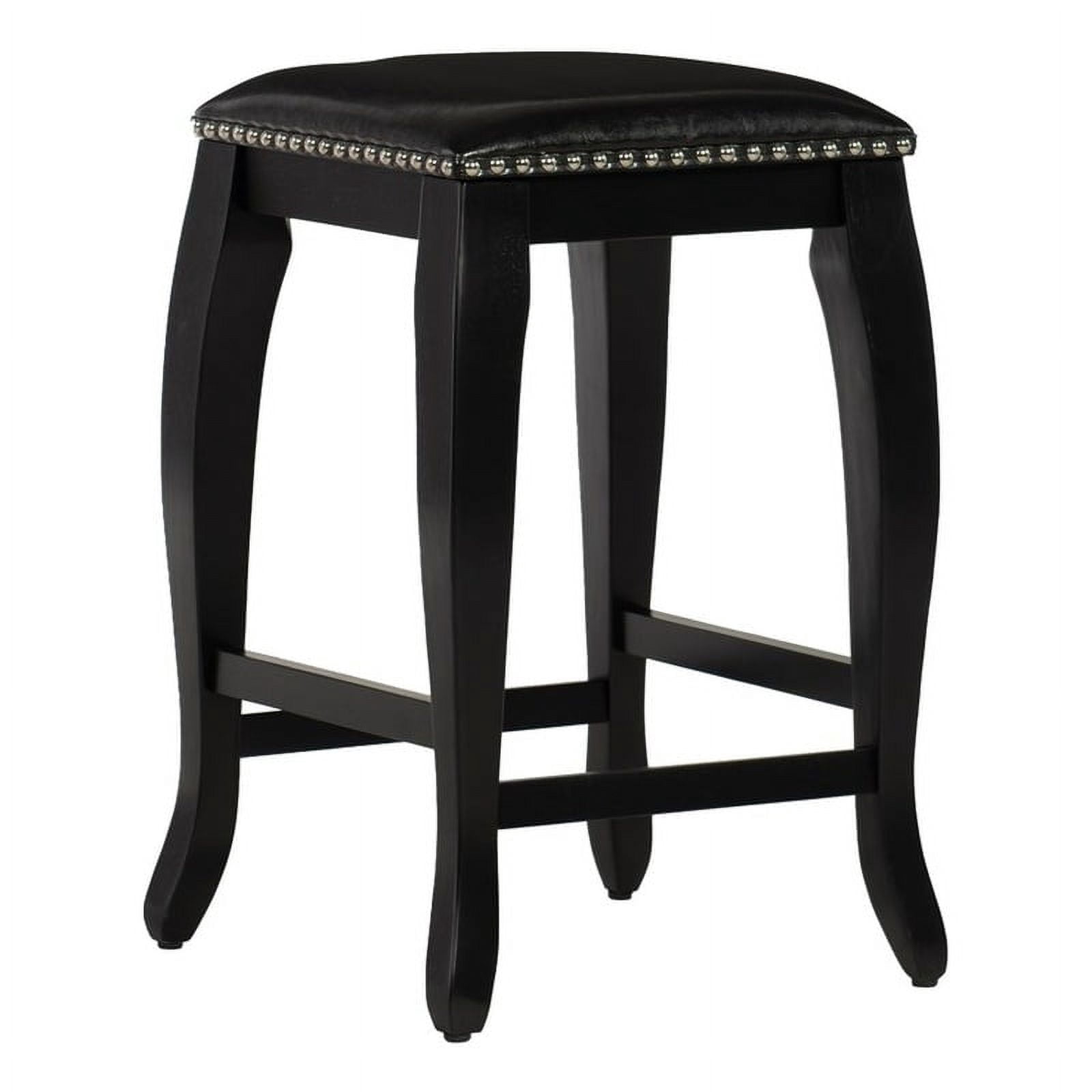 Linon San Francisco 24" Wood Backless Square Top Counter Stool in Black ...
