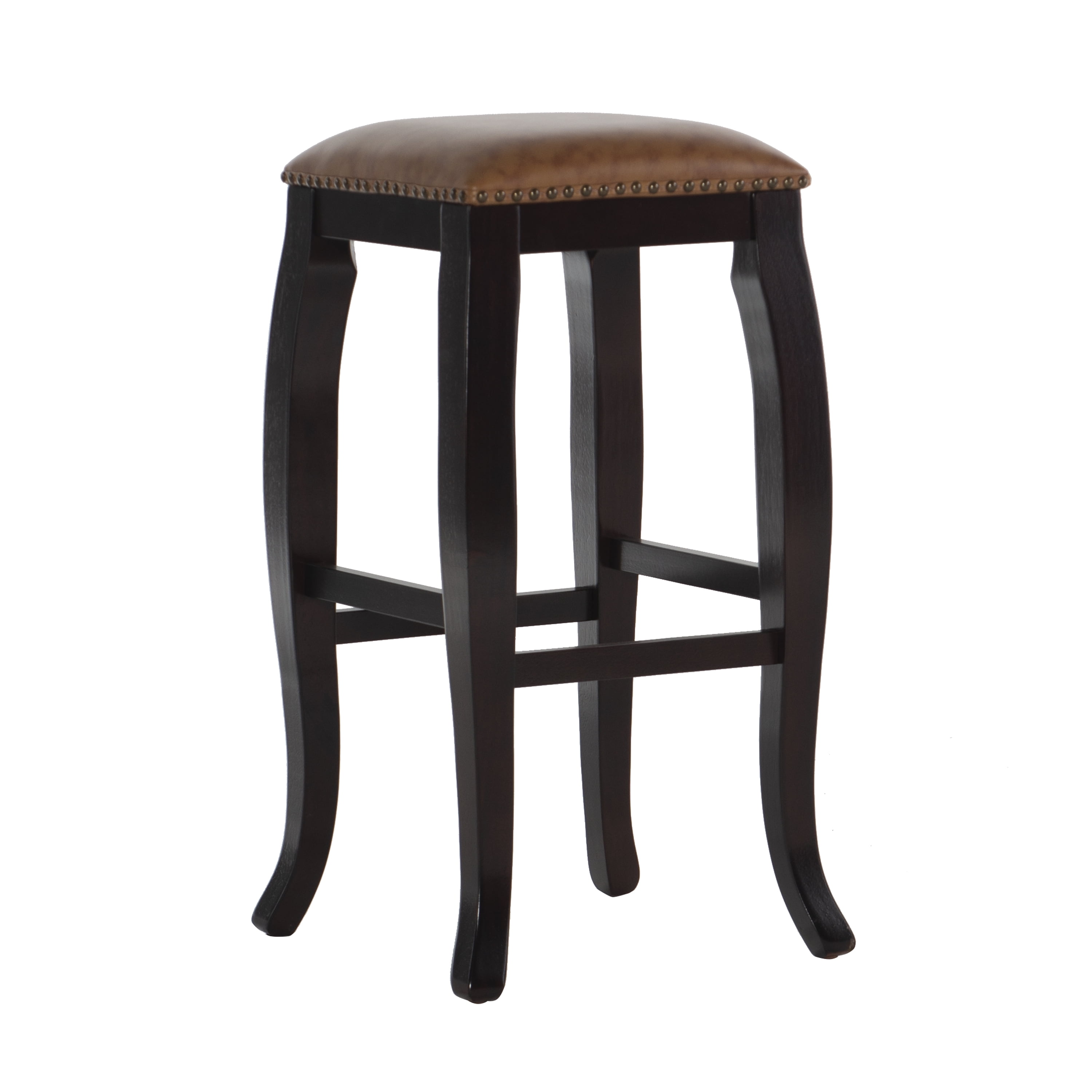 Linon San Francisco Square 30" Backless Bar Stool, Wenge/Caramel Faux ...