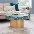 Linon Saxony Round Coffee Table, Blue Mother of Pearl - Walmart.com