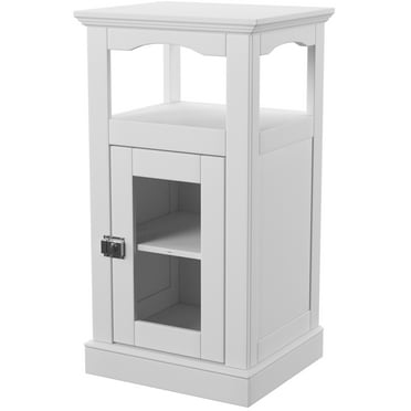 Linon Home Versatile Fetti Small Accent Cabinet with Glass Front, White ...