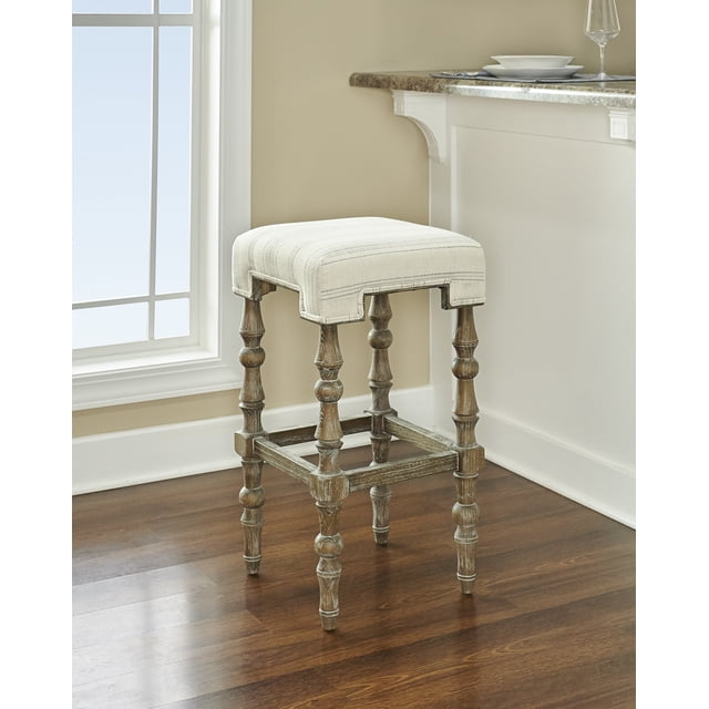 Linon Shelly Backless Wood Bar Stool, 30" Seat Height, Brown Finish ...
