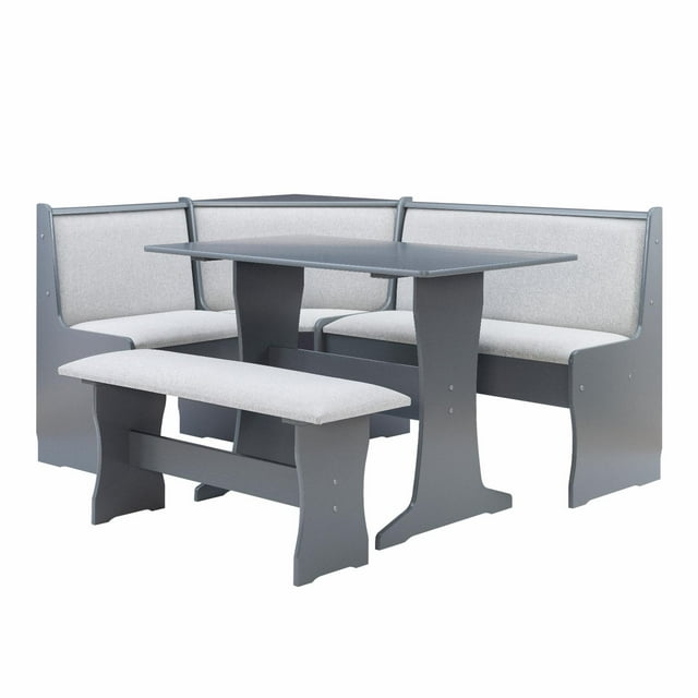 Linon Sibert Corner Storage Dining Nook, Table and Bench Set - Gray ...