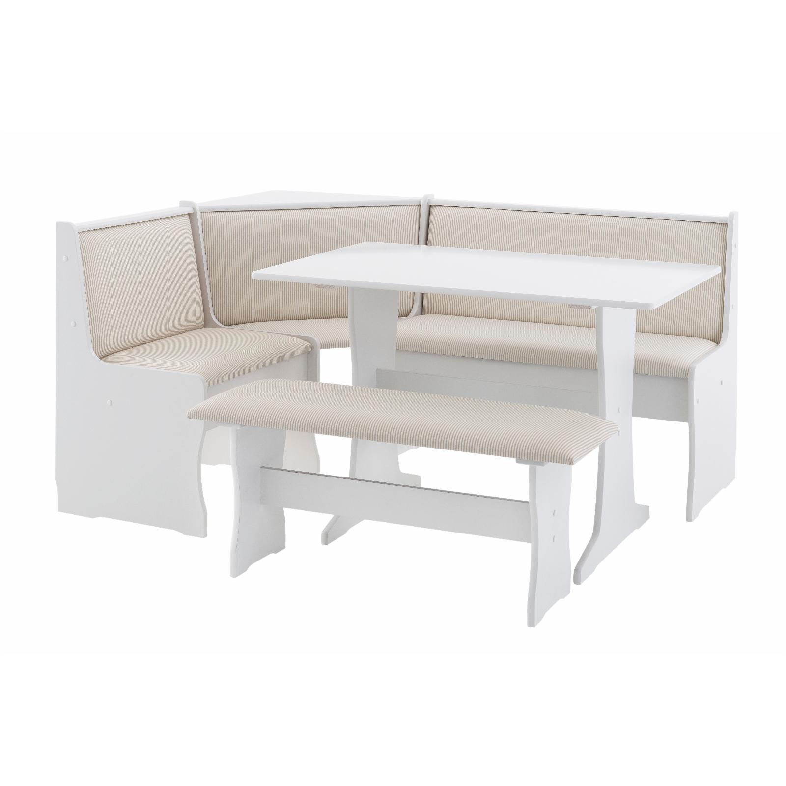 Linon Sibert Corner Storage Dining Nook, Table and Bench Set - Gray ...