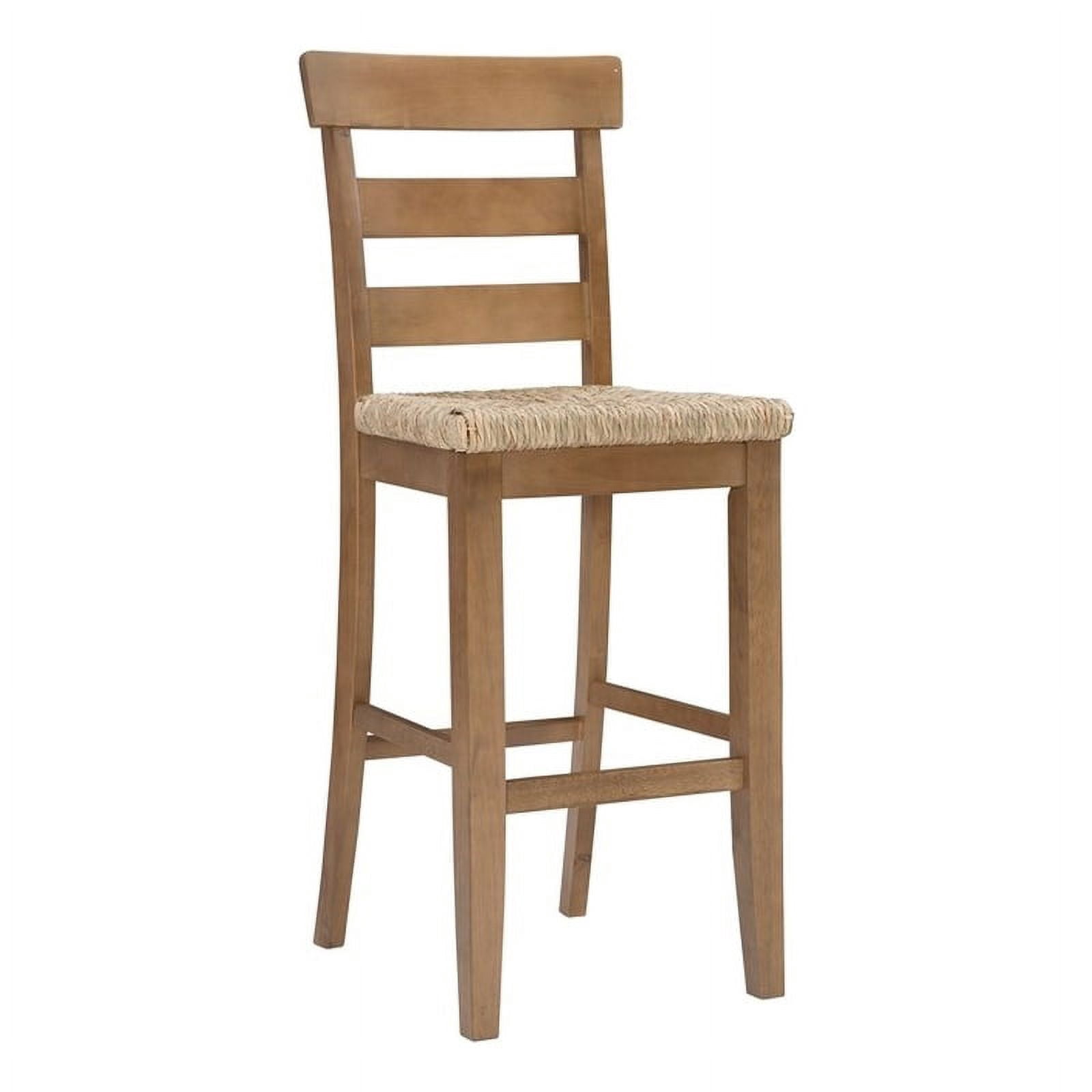 Linon Solid Wood and Seagrass Barstool, Natural Brown, Rustic Kitchen ...