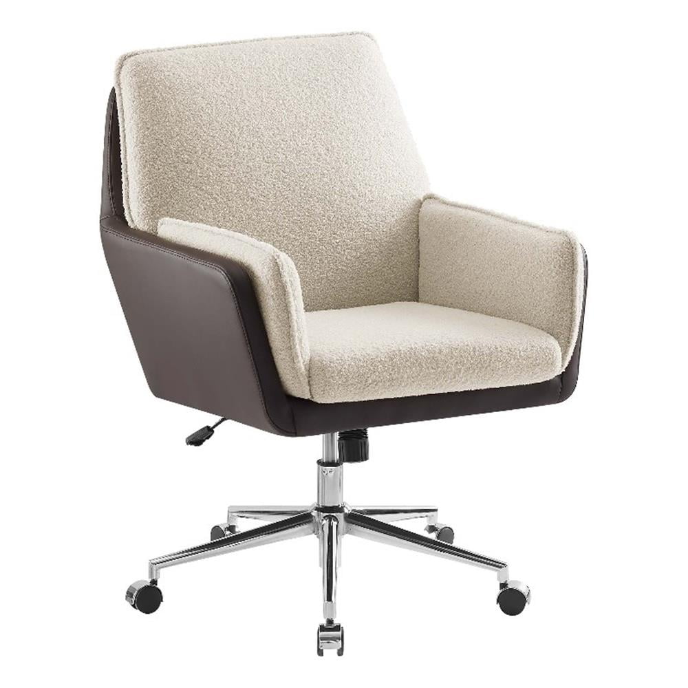Linon Stella Upholstered Leather Desk Chair with Wheels Swivel Rolling Office Chair in Natural Brown Walmart
