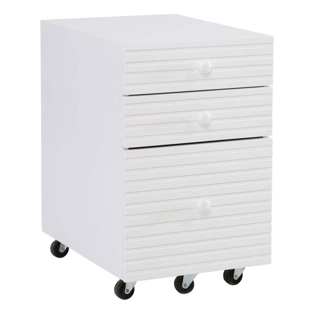Linon Sway Wood File Cabinet with 3 Drawers Rolling Castors in Pure ...