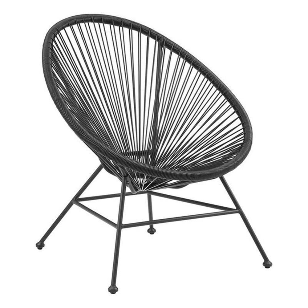 Linon Tallie Outdoor Oval Chair Handwoven Wicker Roping Steel Frame in ...