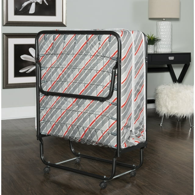 Linon Torino Folding Rollaway Guest Bed with 5" Innerspring Mattress ...