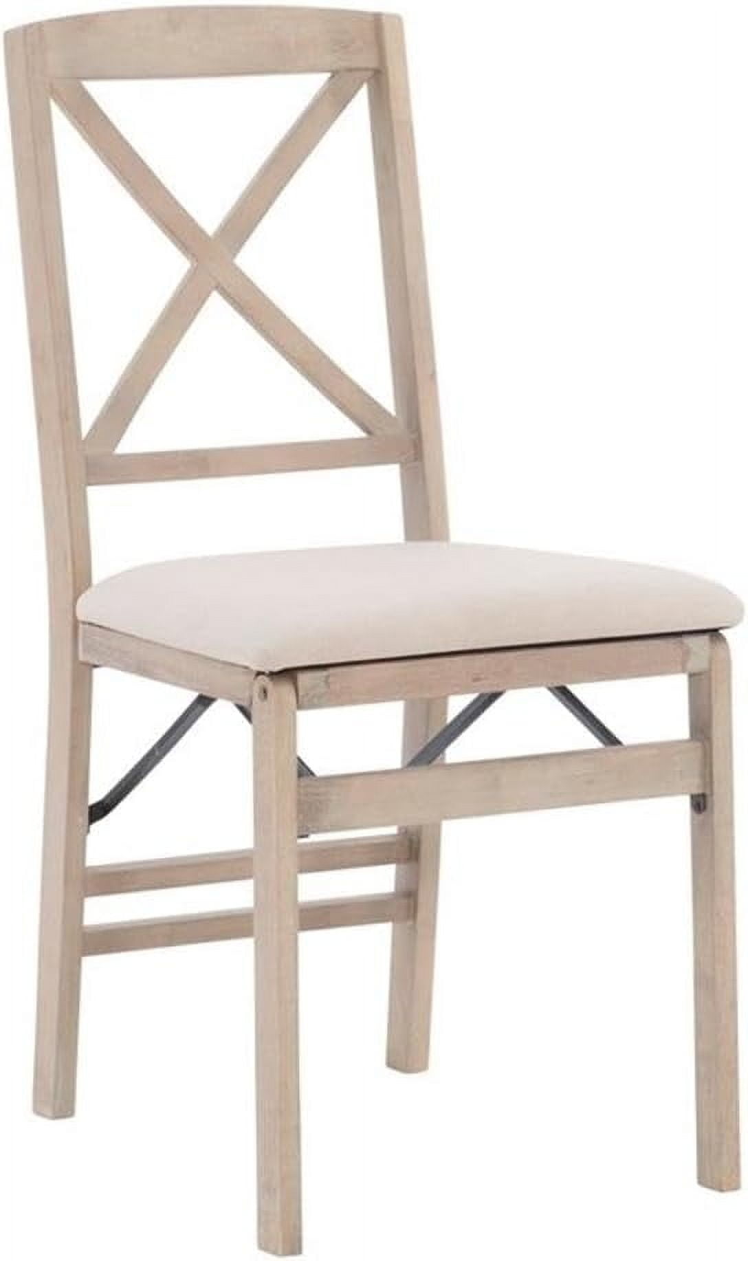 Linon Triena 19" Transitional Wood X-Back Folding Chairs with Padded ...