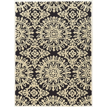 Linon Home Decor Trio Area Rug Collection, Black and White, 1.83' x 2. ...