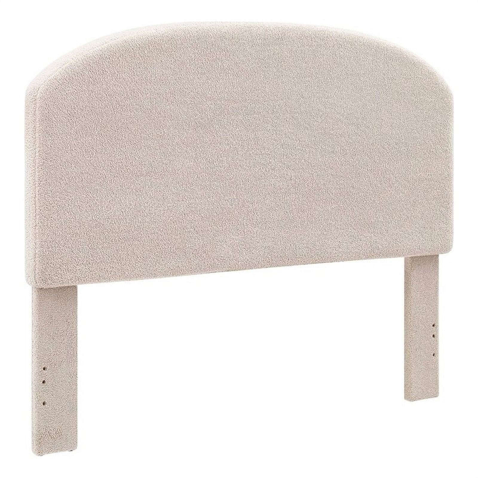 Linon Tristan Full Queen Sherpa Upholstered Rounded Headboard in Off ...