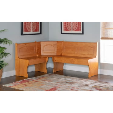 Linon Tobin Wood Corner Dining Breakfast Nook Bench with Storage, Seats ...