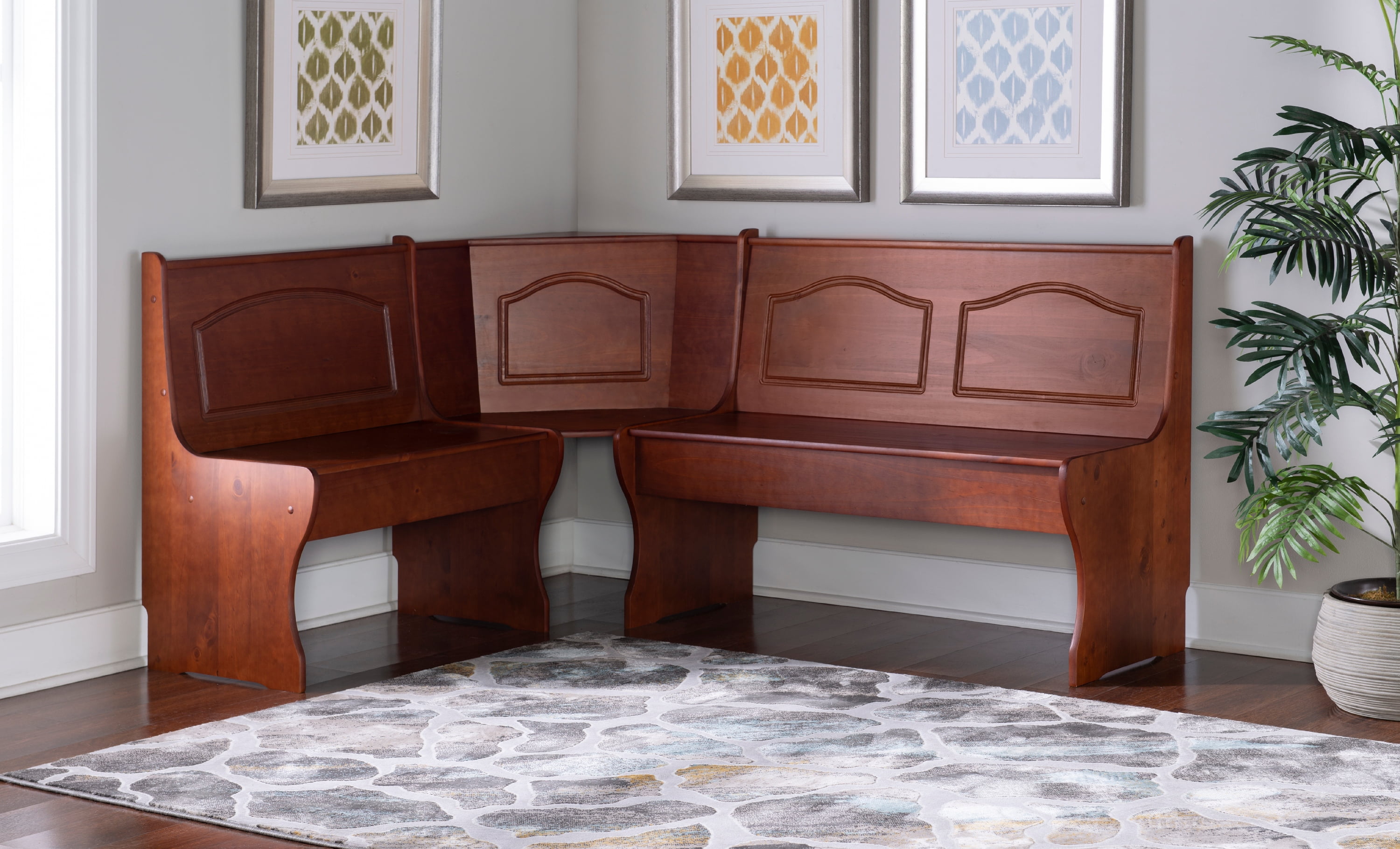 Linon Varden Farmhouse Corner Dining Breakfast Nook with Storage ...