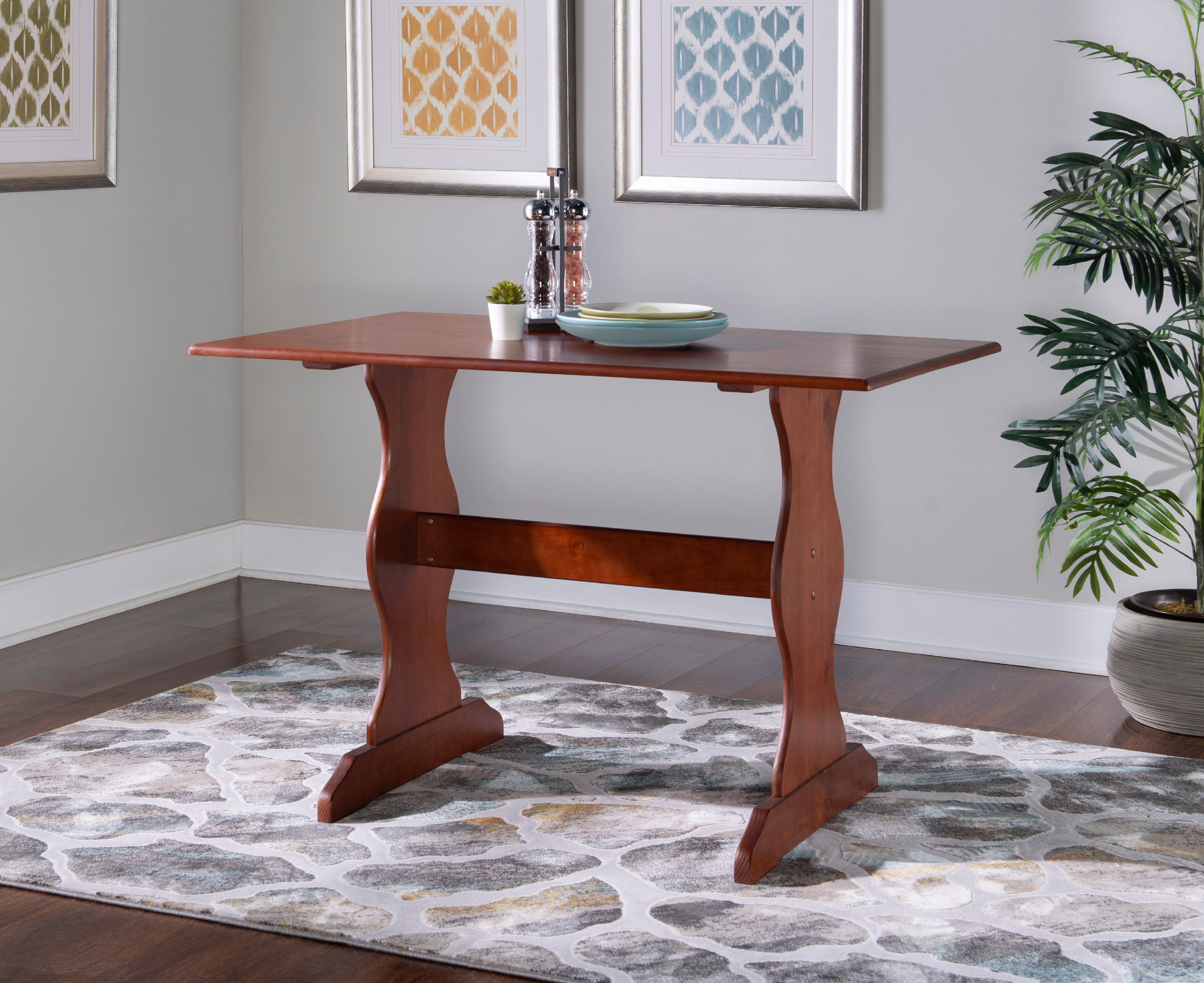 Linon Varden Farmhouse Dining Table, Walnut - Walmart.com