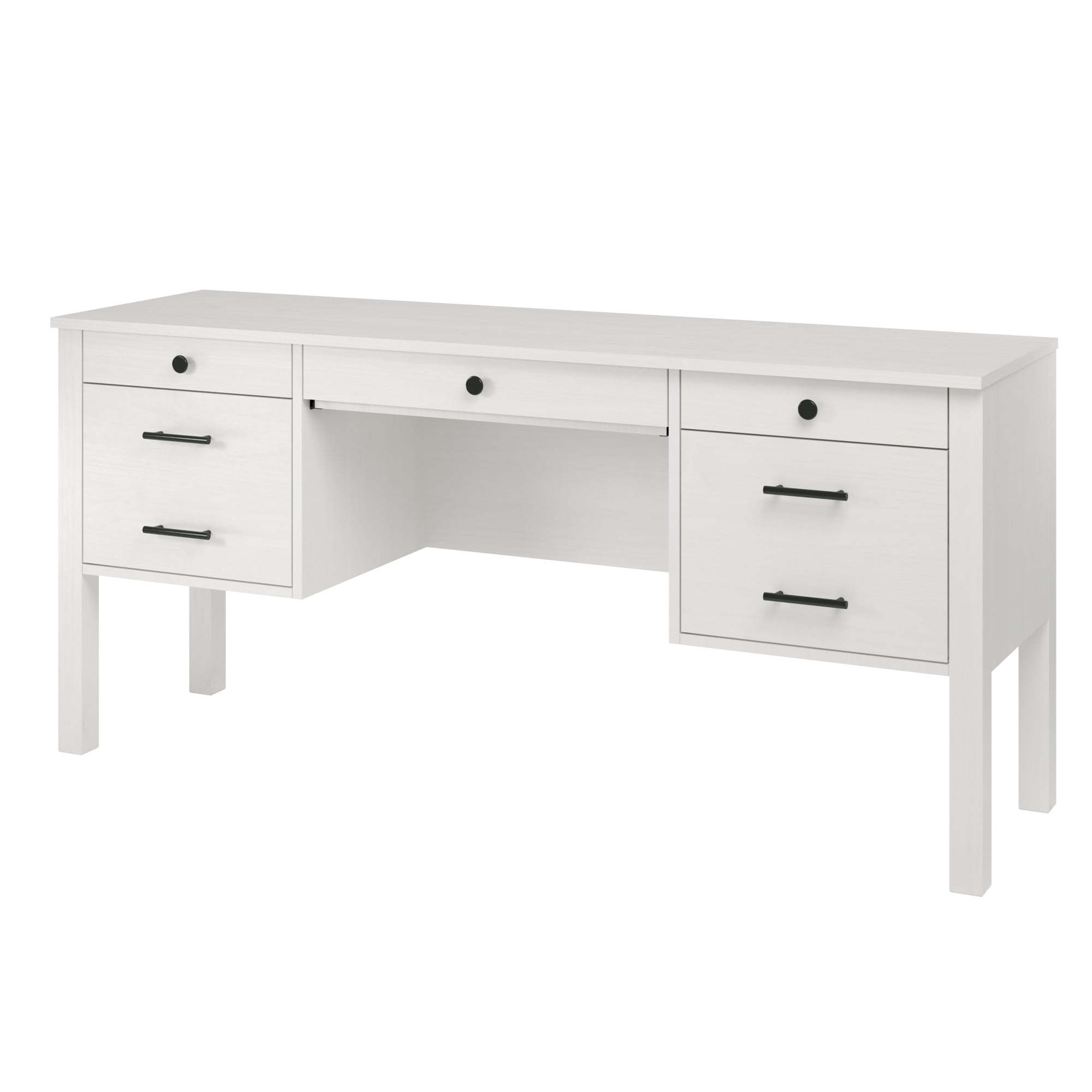 Linon Victor 2 File Cabinet Desk With Whitewash Finish VT102WWASH01ASU ...