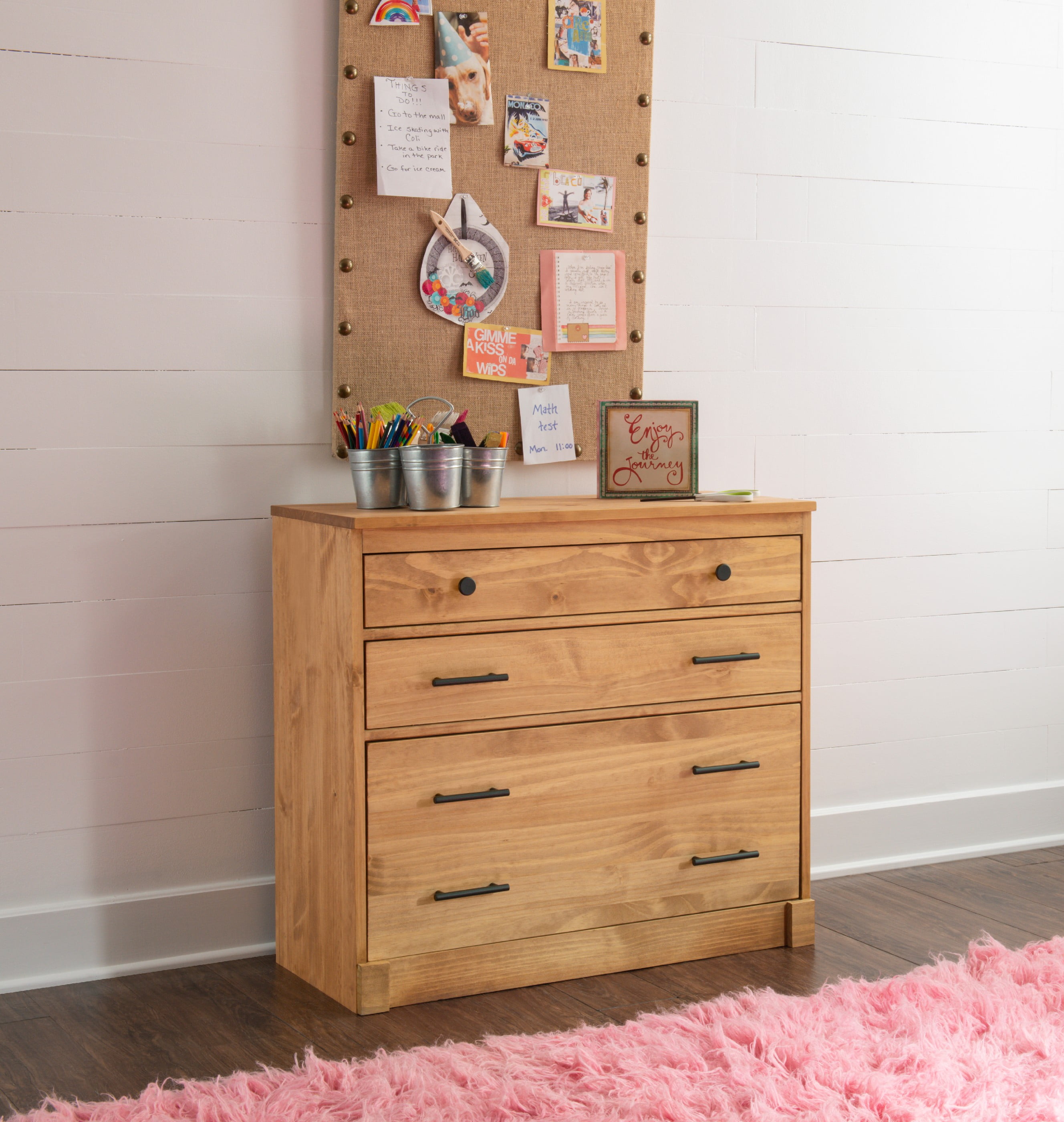 Linon Vikki 3-Drawer Bookcase Chest, Rustic Honey - Walmart.com
