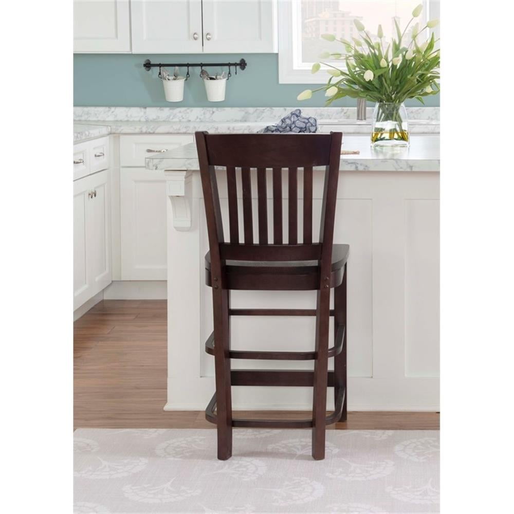 Linon Walker Wood Commercial Grade Set of Two Counter Stools in Brown ...