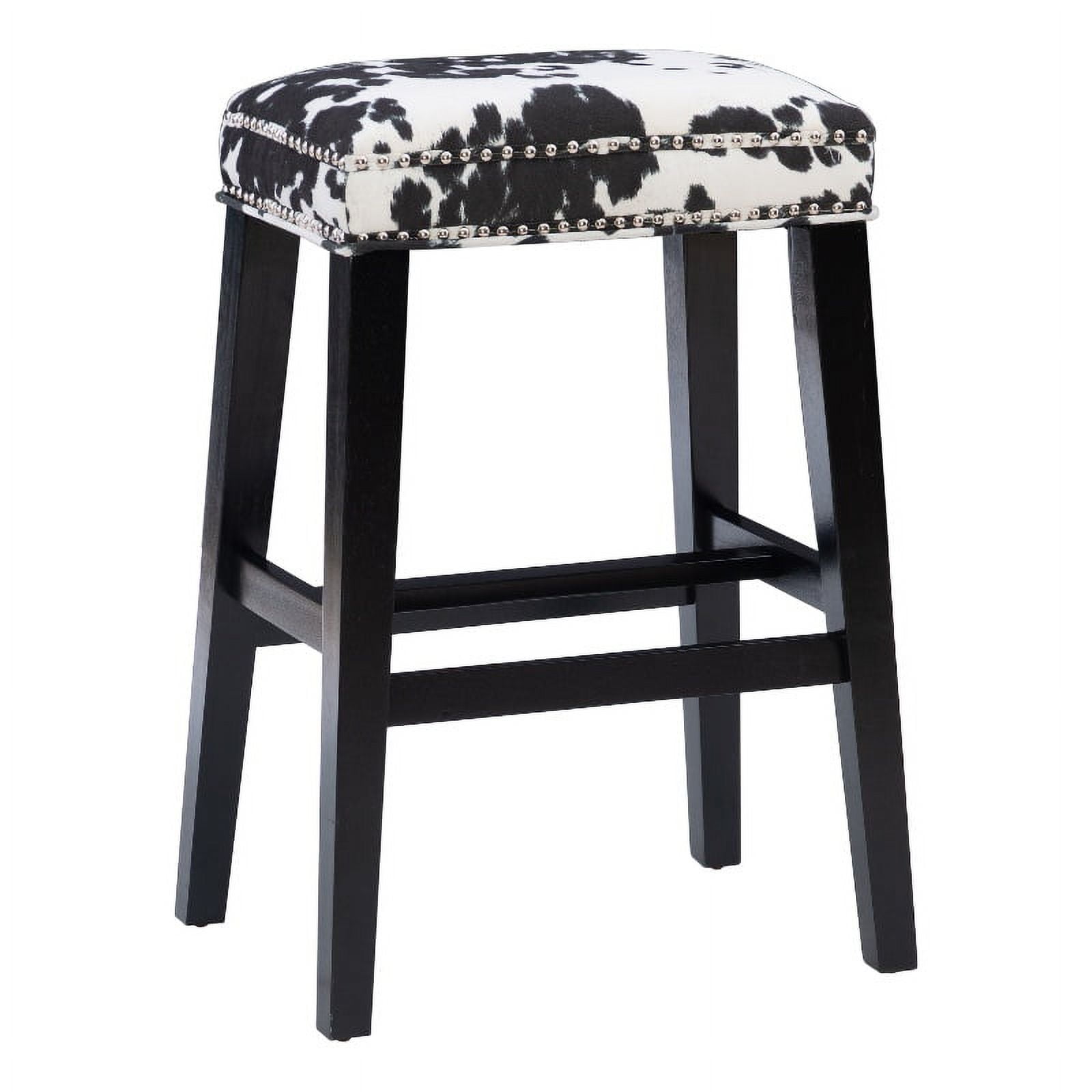 Linon Walt 30" Wood Cow Print Bar Stool in Black - Walmart.com
