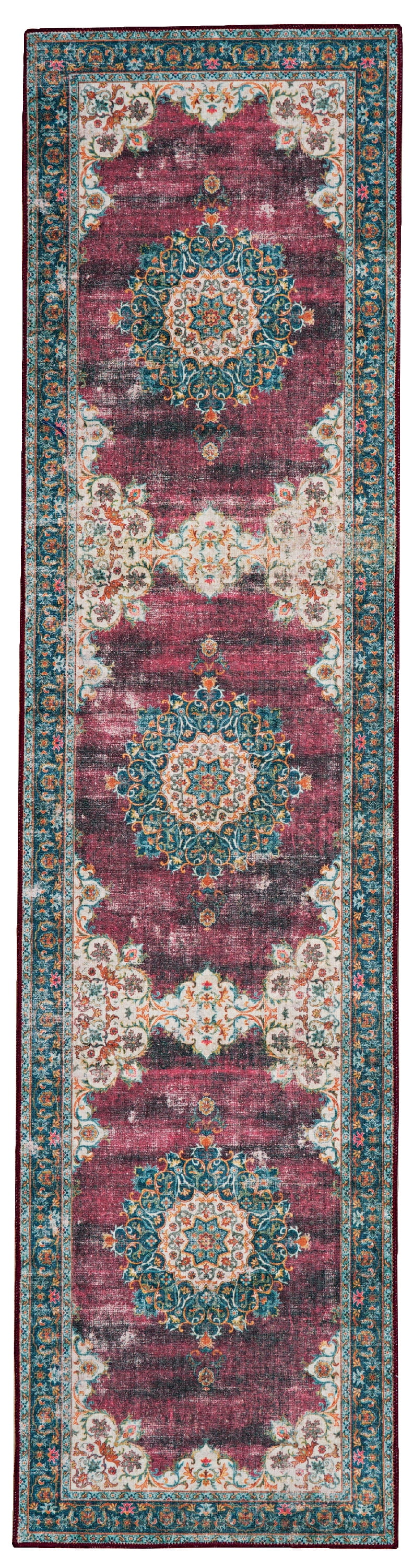 Linon Washable Bryant Ivory/Burgundy 2x8, Rug - Walmart.com