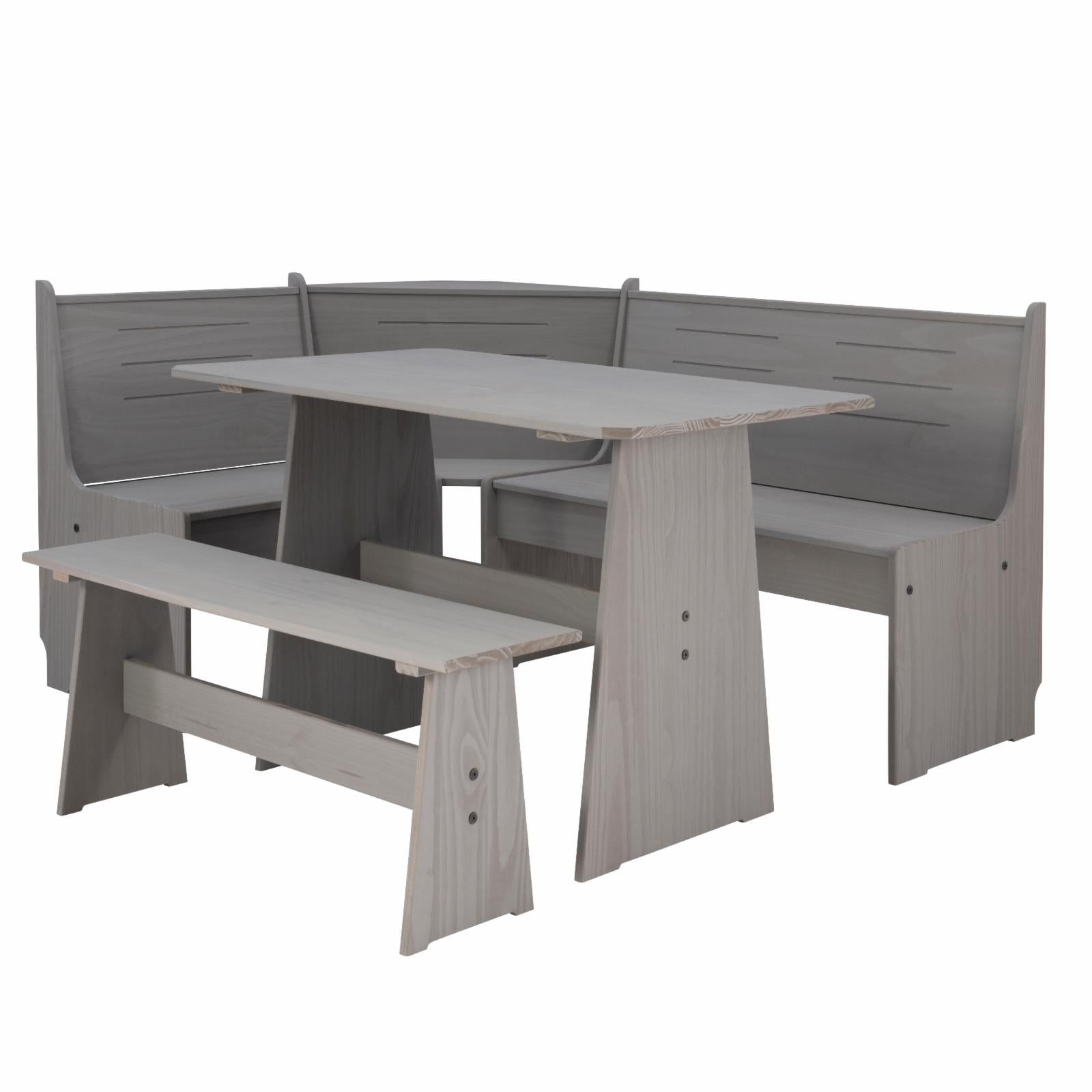 Linon Wickford Indoor Corner Dining Breakfast Nook Set with Storage ...