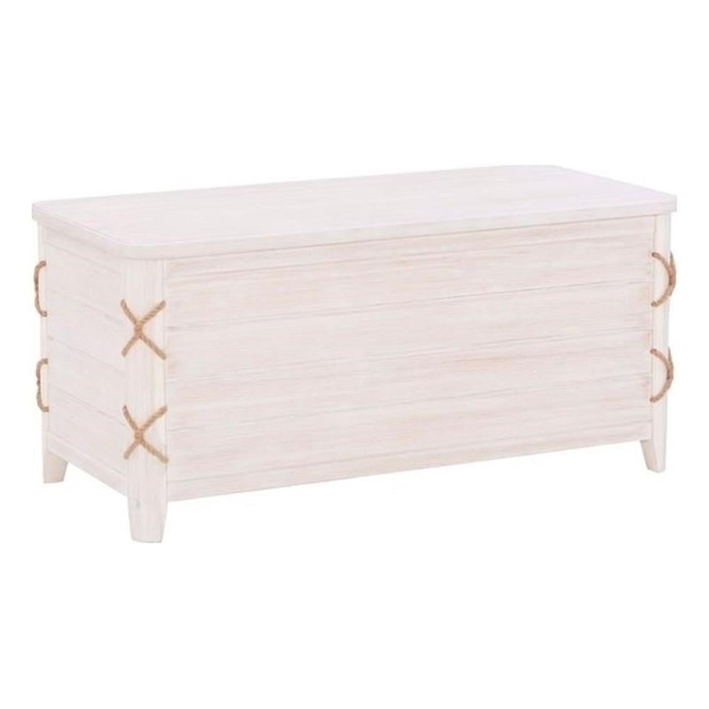 Linon Wood Rope Cedar Lined Storage Chest for Living Room in White ...