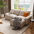 Linor Cloud Couch with Ottoman, Velvet and Wood Deep Seat Sectional ...