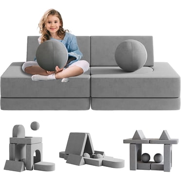 Linor 10PCS Kids Sofa Couch, Modular Toddler Play Couch for Playroom ...