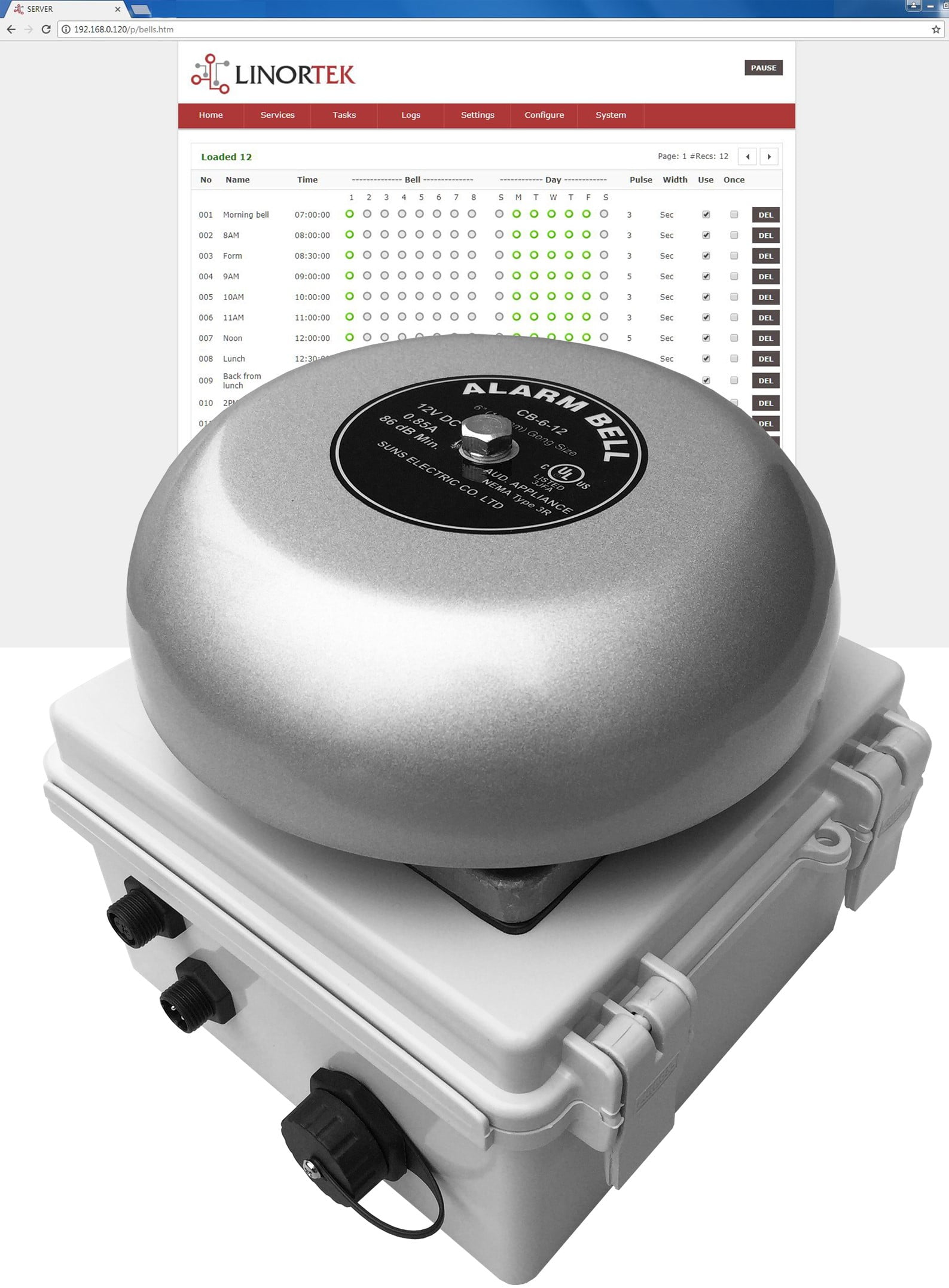 Linortek Netbell-K All-In-One TCP/IP Loud Electric School Factory Warehouse Break Bell System ...