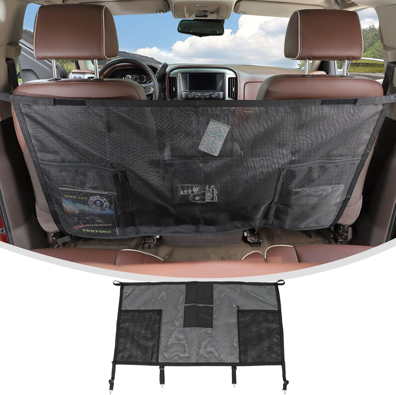 Linskip Pickup Truck Dog Barrier - Pet Divider Net Compatible with F150 ...