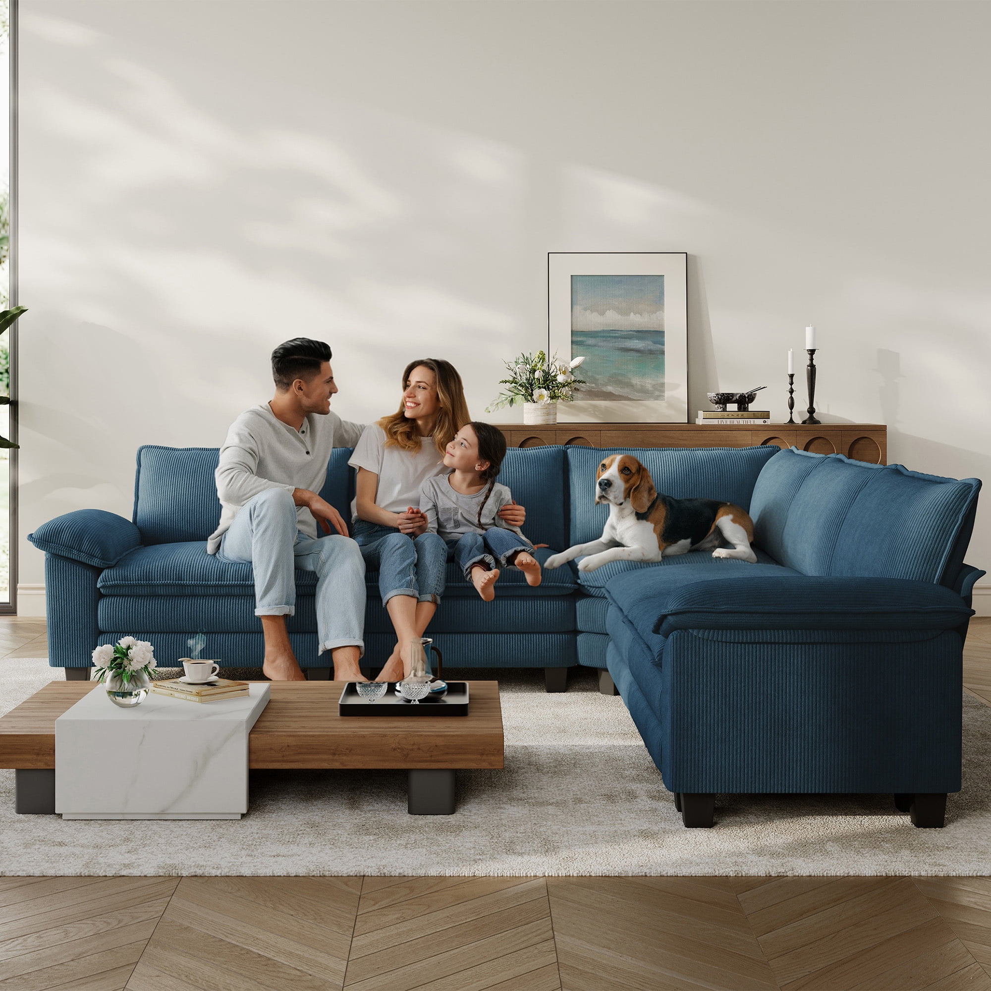 Linsy Home 119" Cloud Modular Sectional Sofa for Living Room, V-Shaped ...