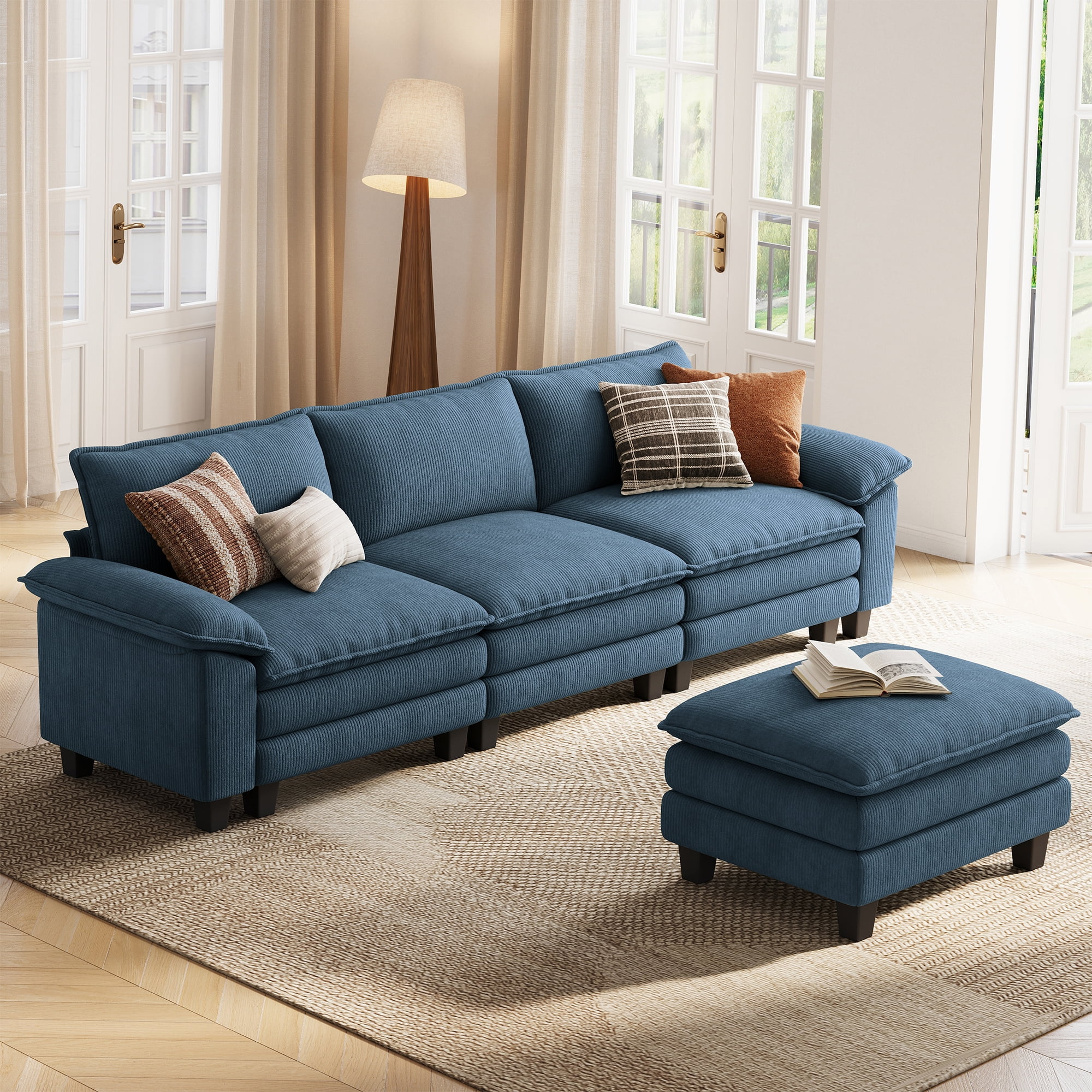 Linsy Home 123" Cloud Modular Sectional Sofa for Living Room, L-Shaped ...
