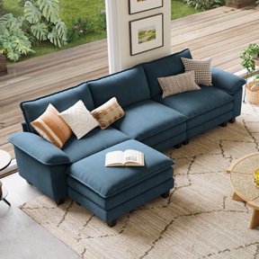 BedLuxury 111.5" Modular Sectional Sofa, L Shaped Cloud Couch, Chenille ...