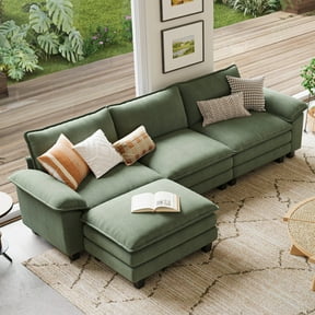 BedLuxury 111.5'' Modular Sectional Sofa with Movable Ottomans, U ...