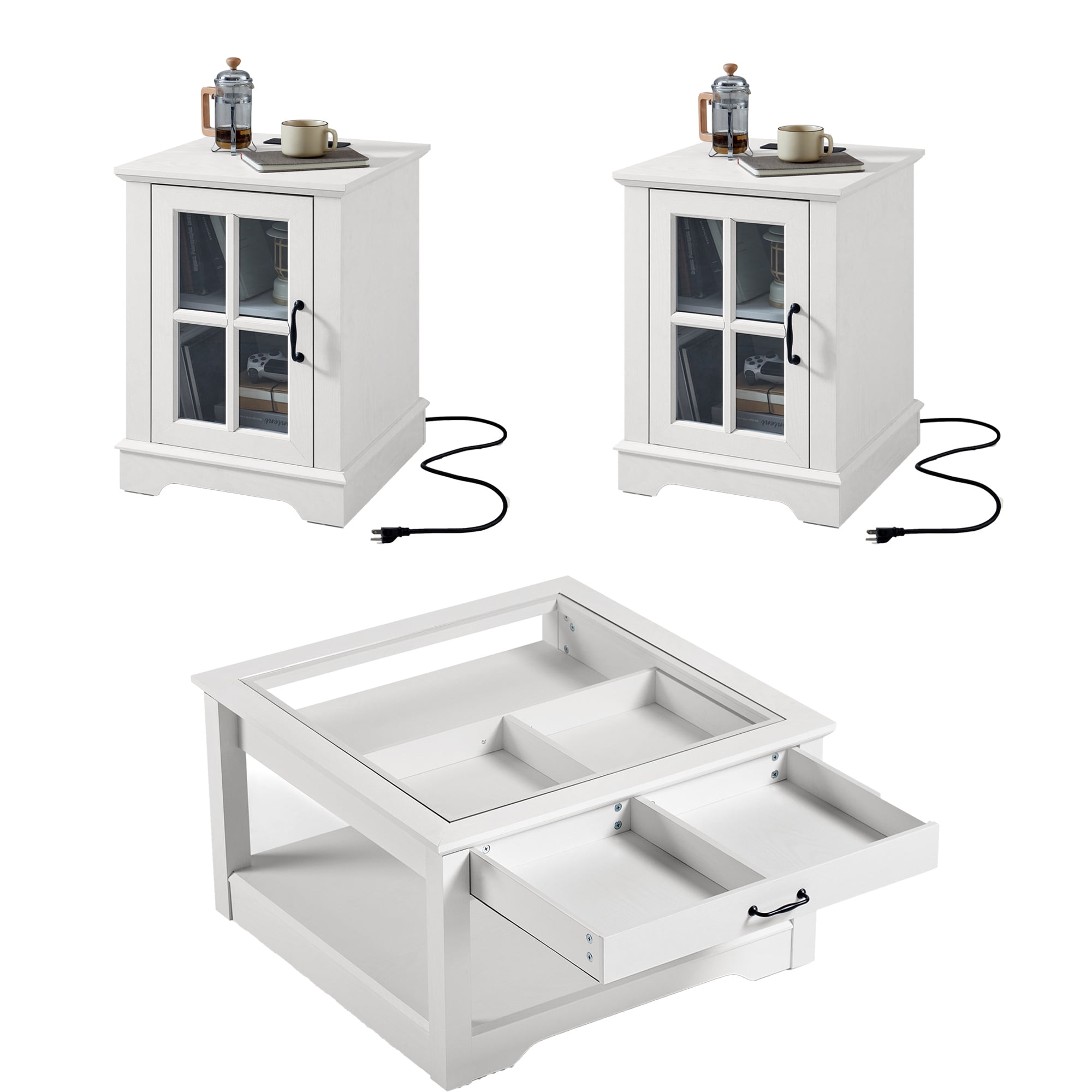 Linsy Home 3 Pieces Coffee Table Set Includes Square Coffee Table with ...