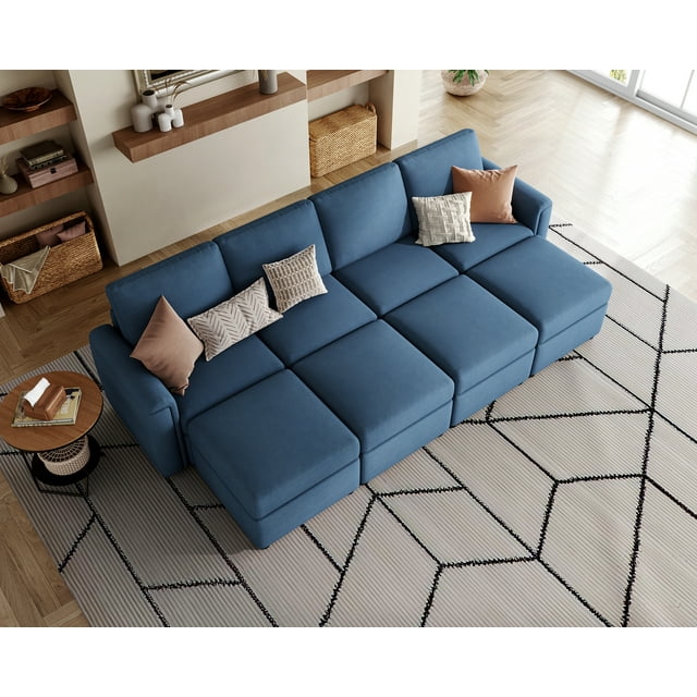 Linsy Home Modular Convertible Sleeper Sofa Bed with Storage Ottomans ...