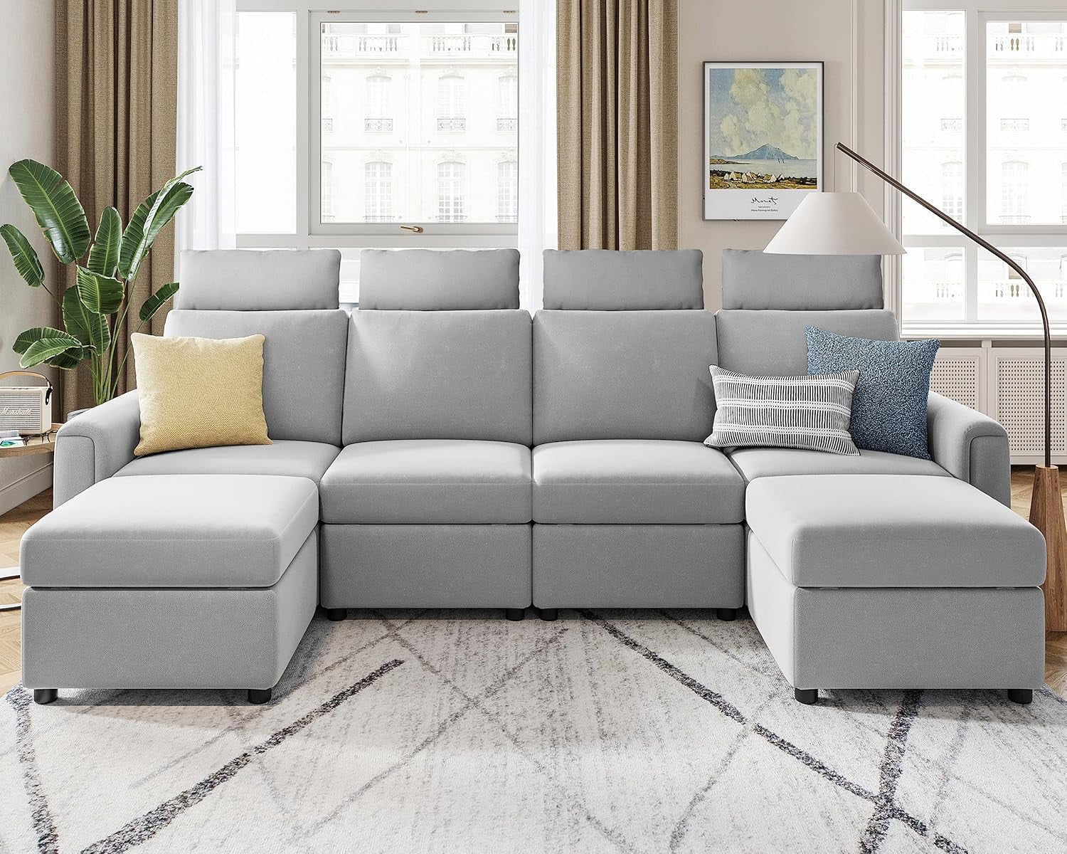 LINSY HOME Upgraded High Back Modular Sectional Sofa with Storage, 6 ...