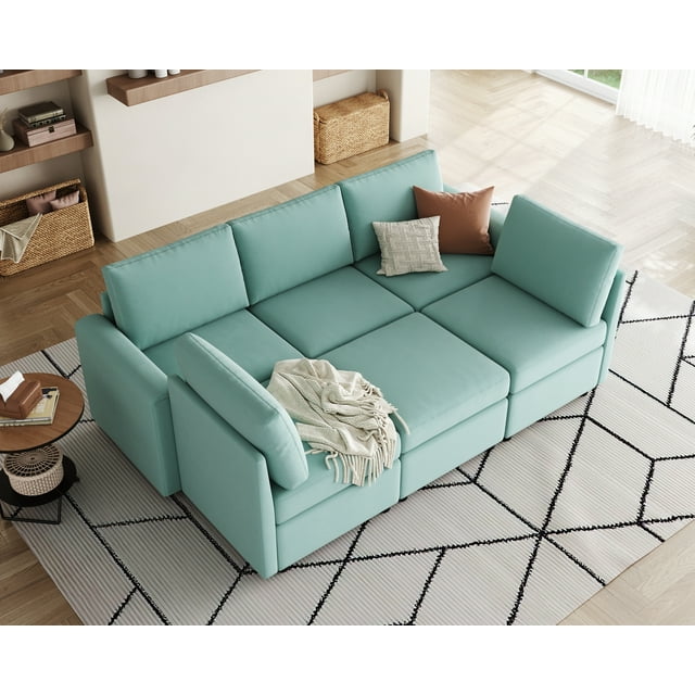 Linsy Home Modular Convertible Sleeper Sofa Bed with Storage Ottomans ...